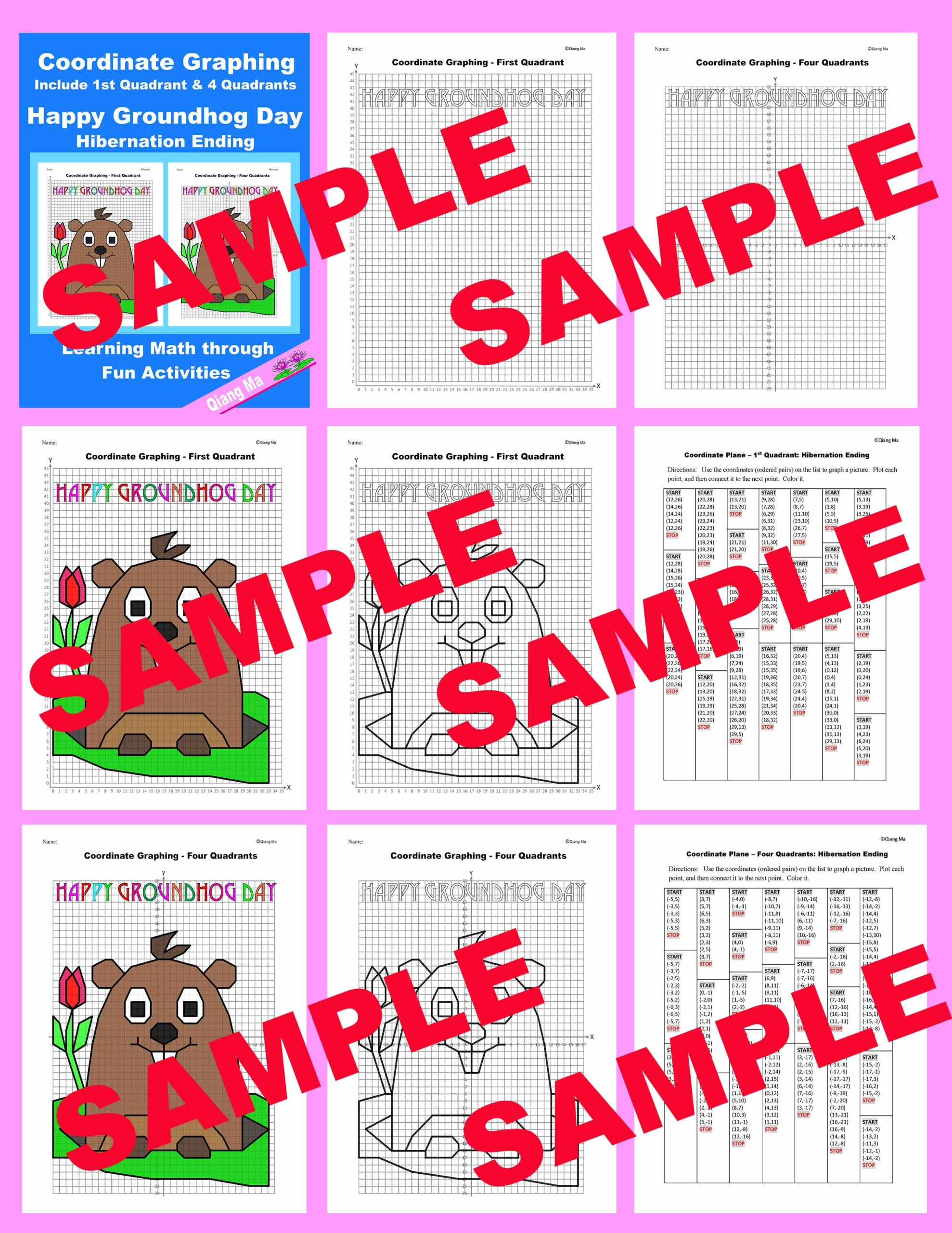 Groundhog Day Coordinate Plane Graphing Picture: Happy Groundhog Day 2 ...