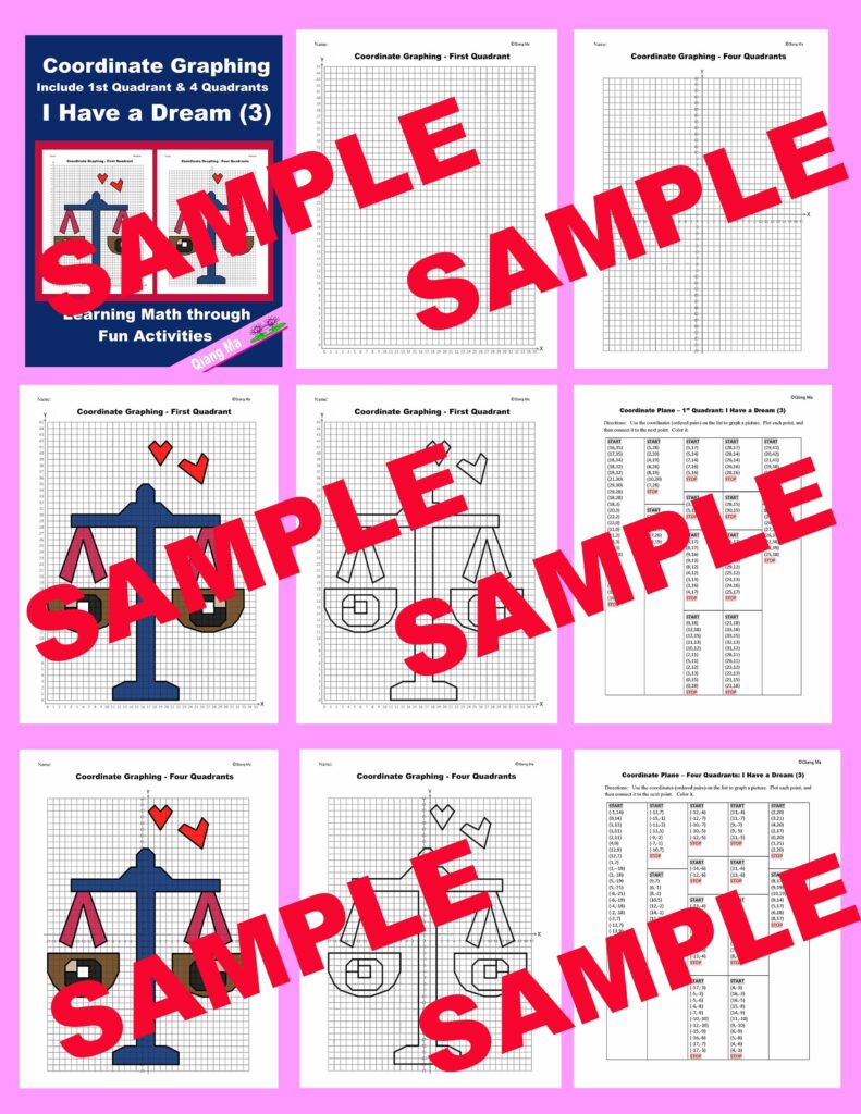 Martin Luther King Jr. Day Coordinate Plane Graphing Picture: I Have a ...