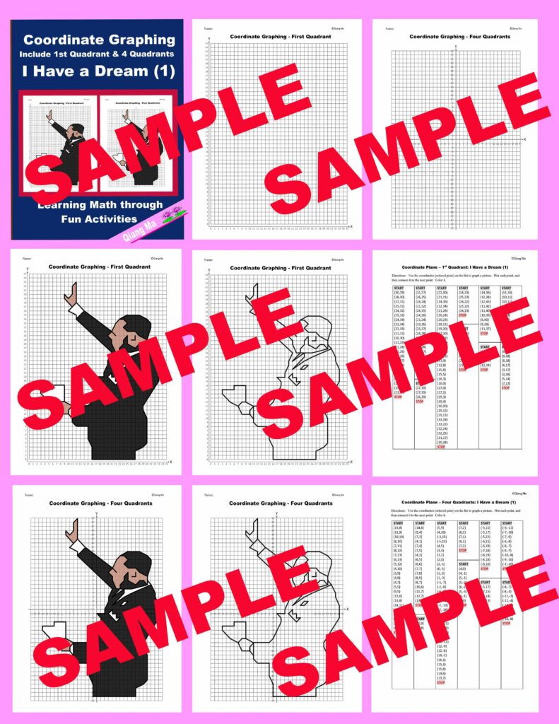Martin Luther King Jr. Day Coordinate Plane Graphing Picture: I Have a ...