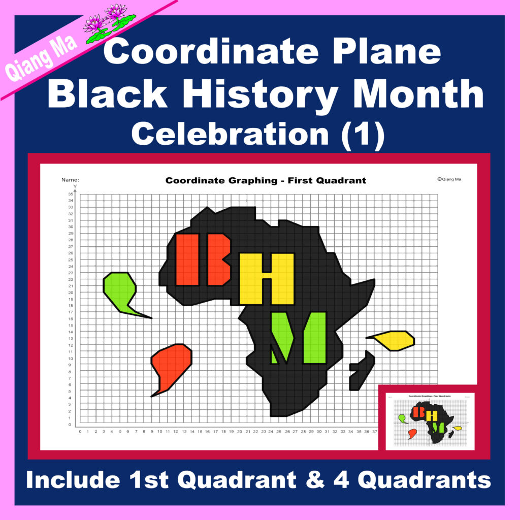 Black History Month Coordinate Plane Graphing Picture: Celebration (1 ...