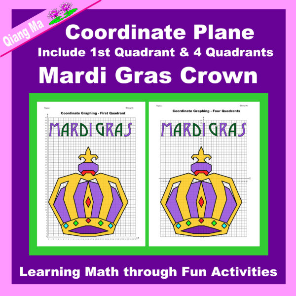 Mardi Gras Coordinate Plane Graphing Picture: Crown | Made By Teachers