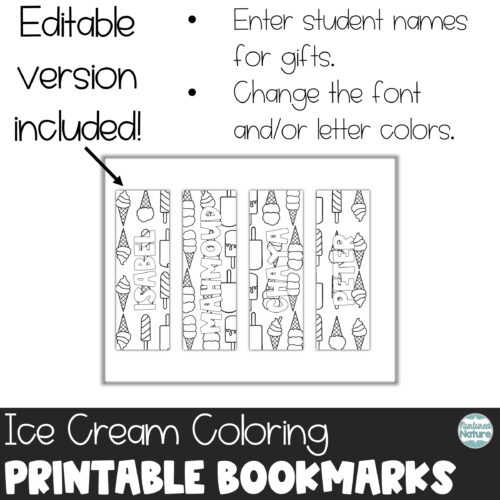 Editable Ice Cream Coloring Bookmarks for Valentine’s Day | Made By ...
