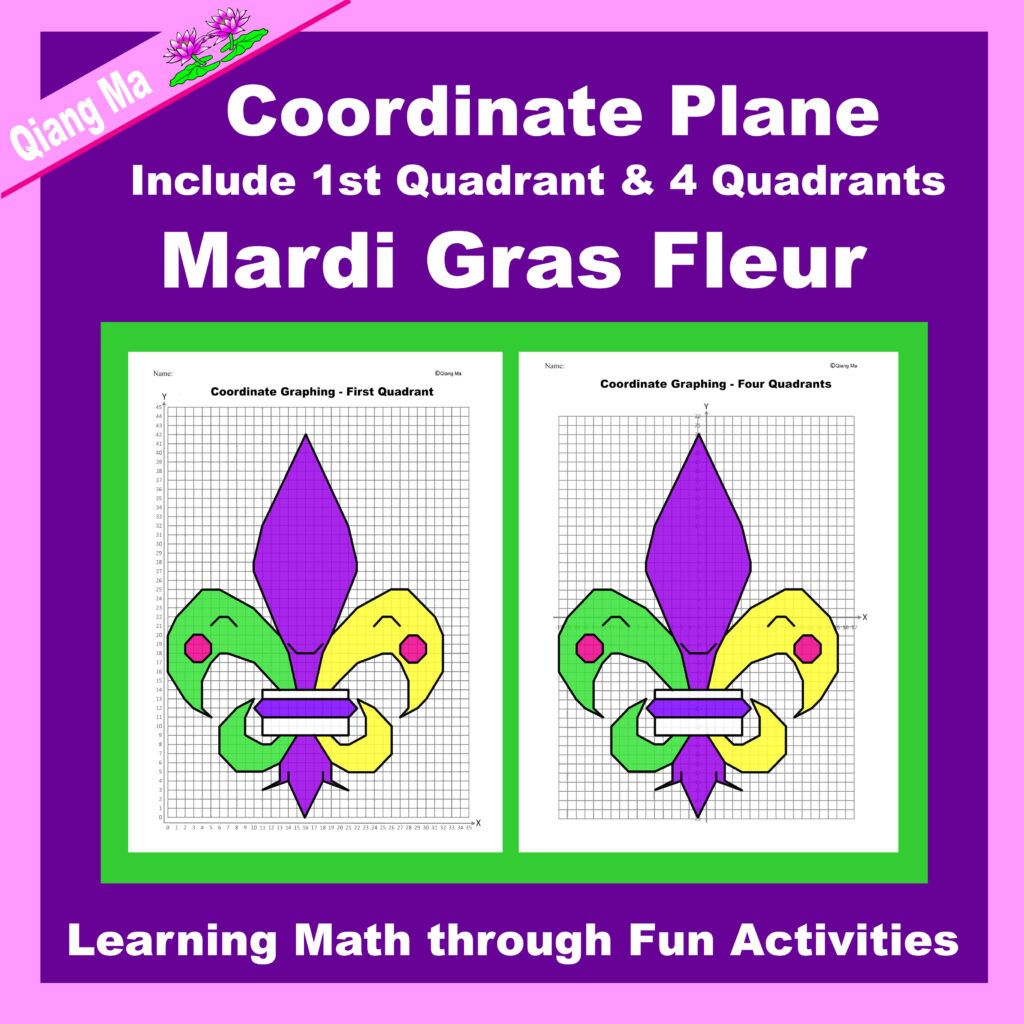 Mardi Gras Coordinate Plane Graphing Picture: Fleur | Made By Teachers