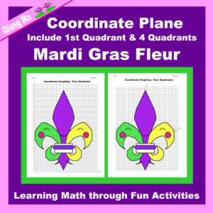 Mardi Gras Coordinate Plane Graphing Picture: Fleur | Made By Teachers