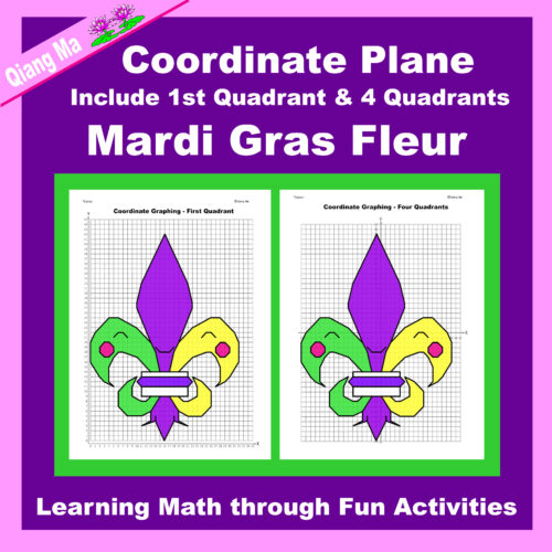 Mardi Gras Coordinate Plane Graphing Picture: Fleur | Made By Teachers