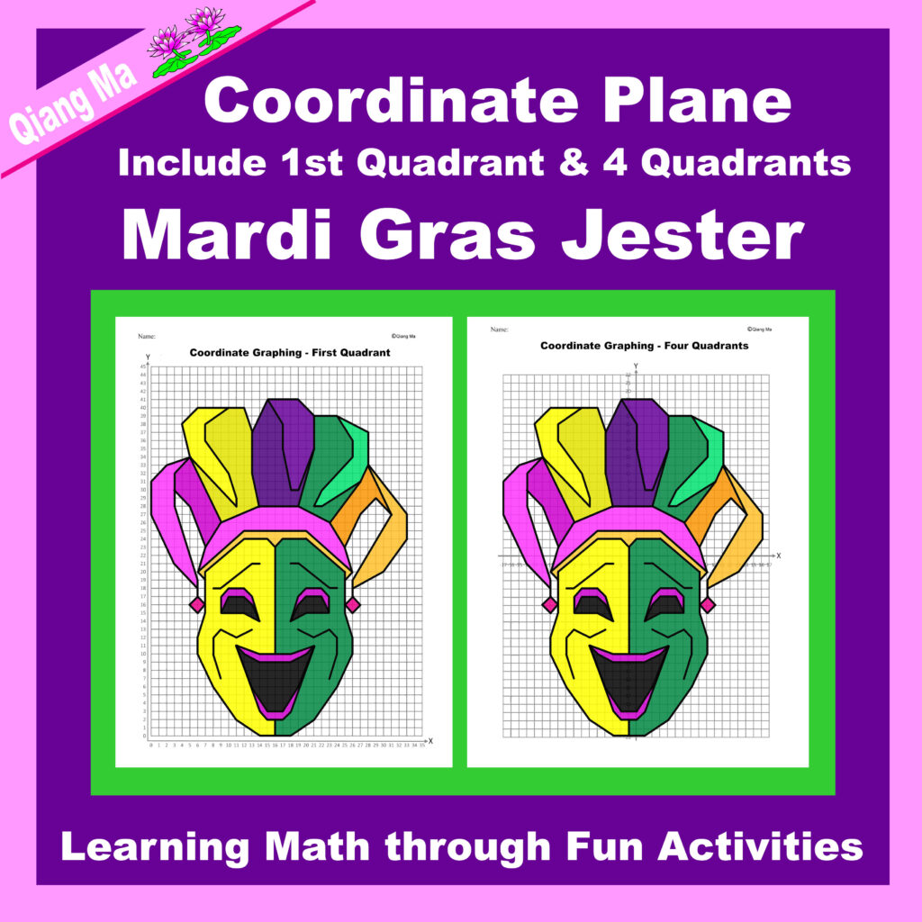 Mardi Gras Coordinate Plane Graphing Picture: Jester | Made By Teachers