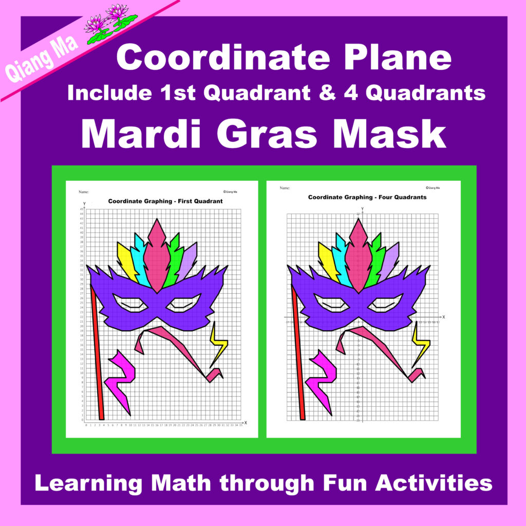Mardi Gras Coordinate Plane Graphing Picture: Mask | Made By Teachers