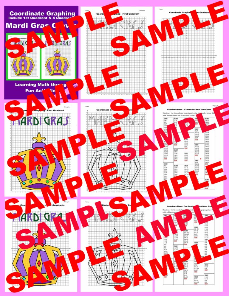 Mardi Gras Coordinate Plane Graphing Picture: Mardi Gras 4 in 1 | Made ...