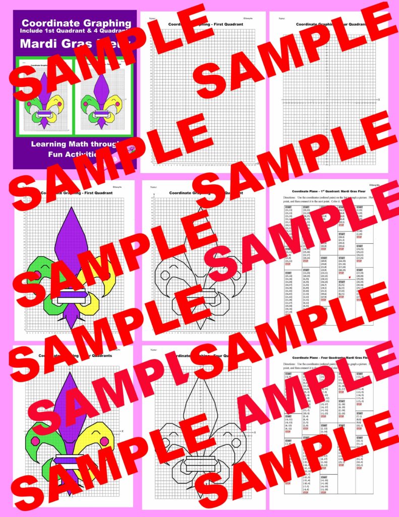 Mardi Gras Coordinate Plane Graphing Picture: Mardi Gras 4 in 1 | Made ...