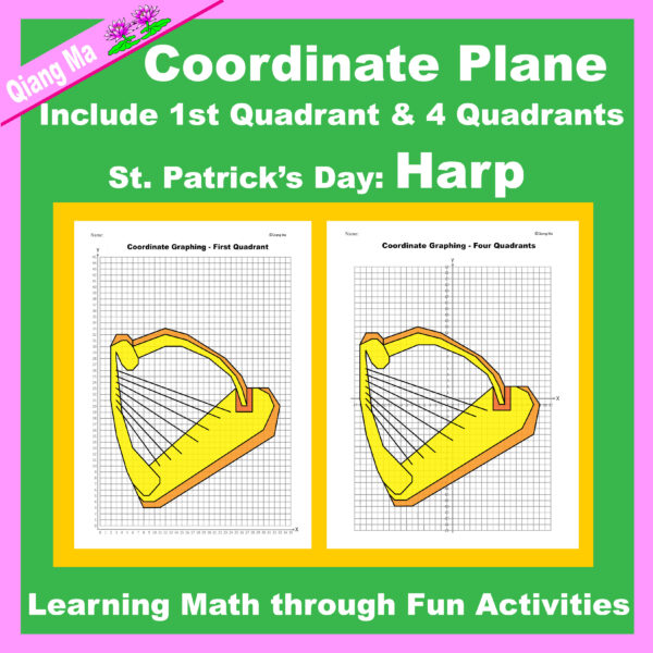 St. Patrick's Day Coordinate Plane Graphing Picture: Harp | Made By ...