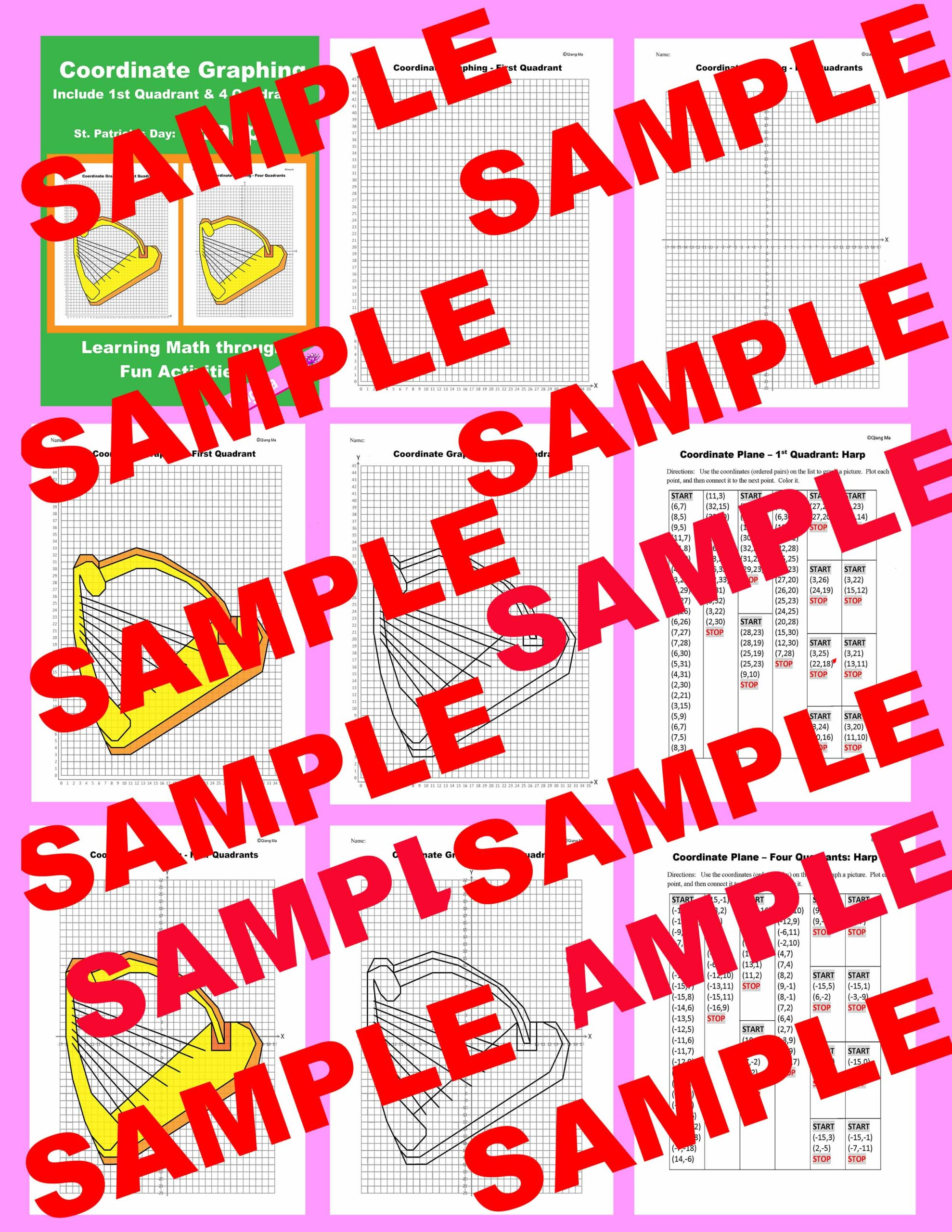 St. Patrick's Day Coordinate Plane Graphing Picture: Harp | Made By ...