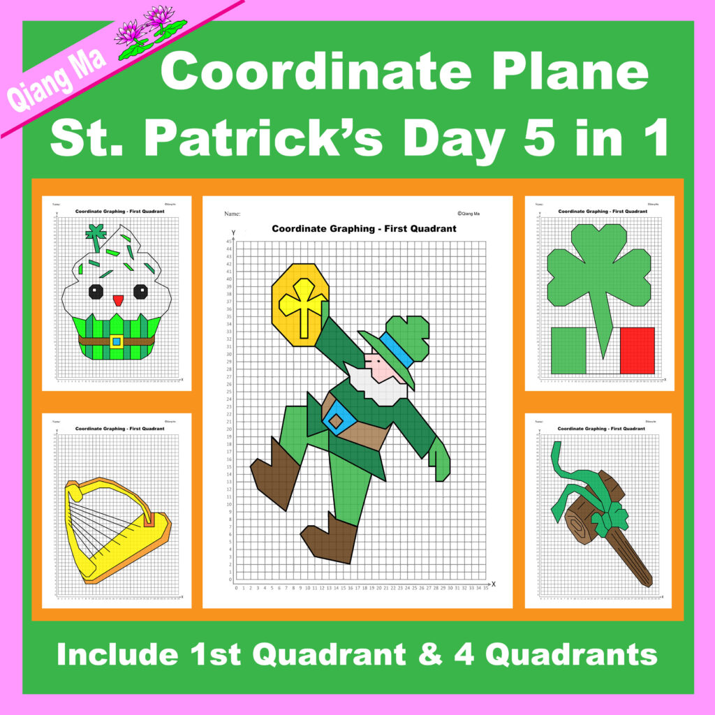 St. Patrick's Day Coordinate Plane Graphing Picture: Bundle 5 in 1 ...
