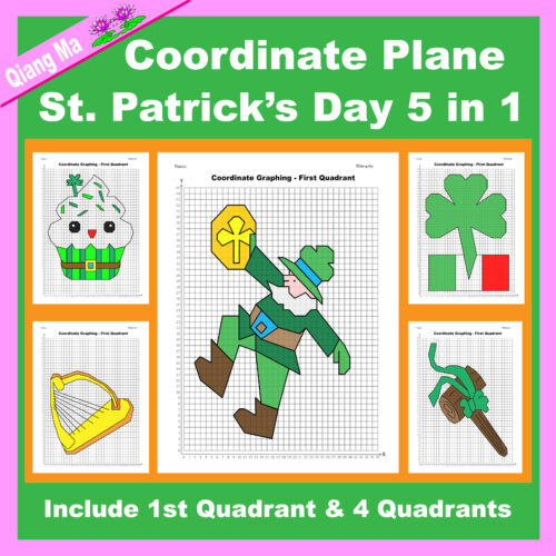 St. Patrick's Day Coordinate Plane Graphing Picture: Bundle 5 in 1 ...