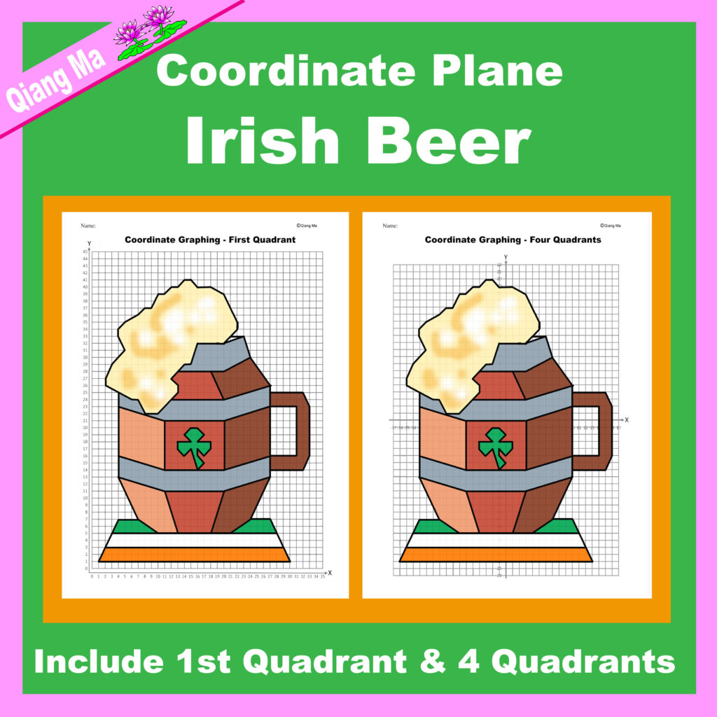 St. Patrick's Day Coordinate Plane Graphing Picture: Irish Beer | Made ...