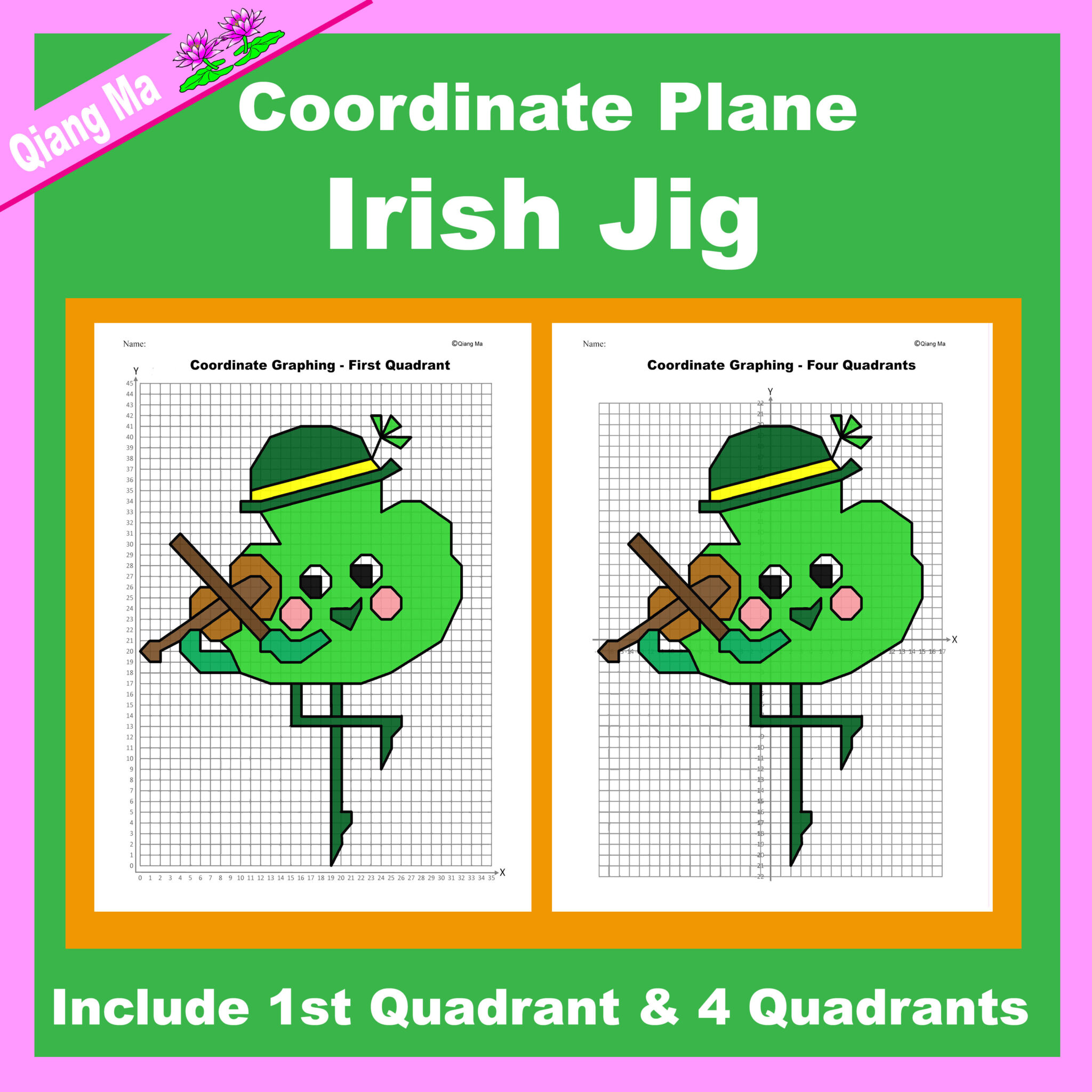 St. Patrick's Day Coordinate Plane Graphing Picture: Irish Jig | Made ...