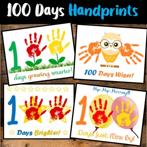 100 Days of School Handprint Craft, 100th day of School Activities ...