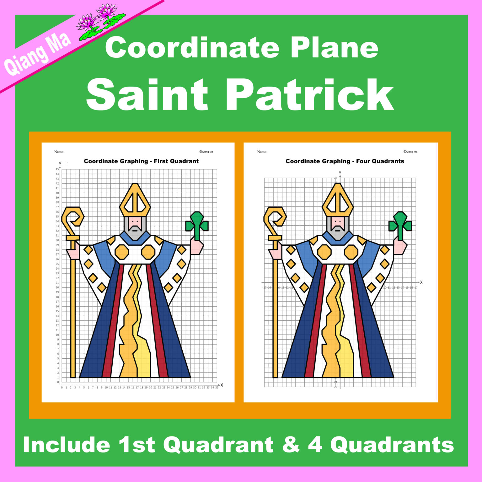 St. Patrick's Day Coordinate Plane Graphing Picture: Saint Patrick ...