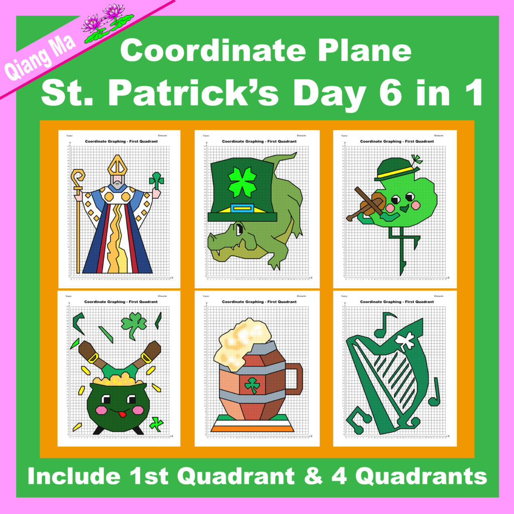 St. Patrick's Day Coordinate Plane Graphing Picture: Bundle 6 in 1 ...