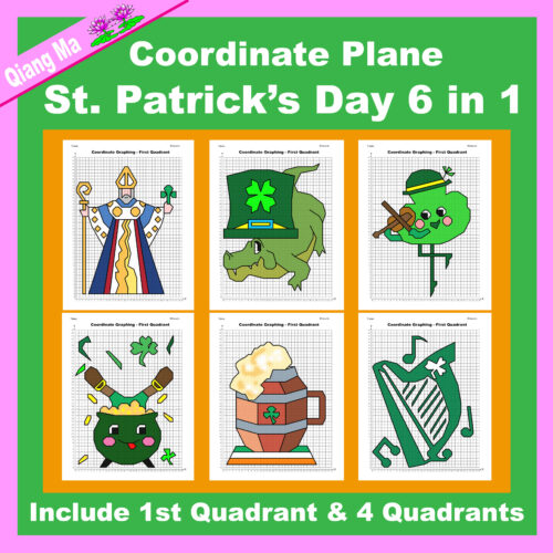 St. Patrick's Day Coordinate Plane Graphing Picture: Bundle 6 in 1 ...