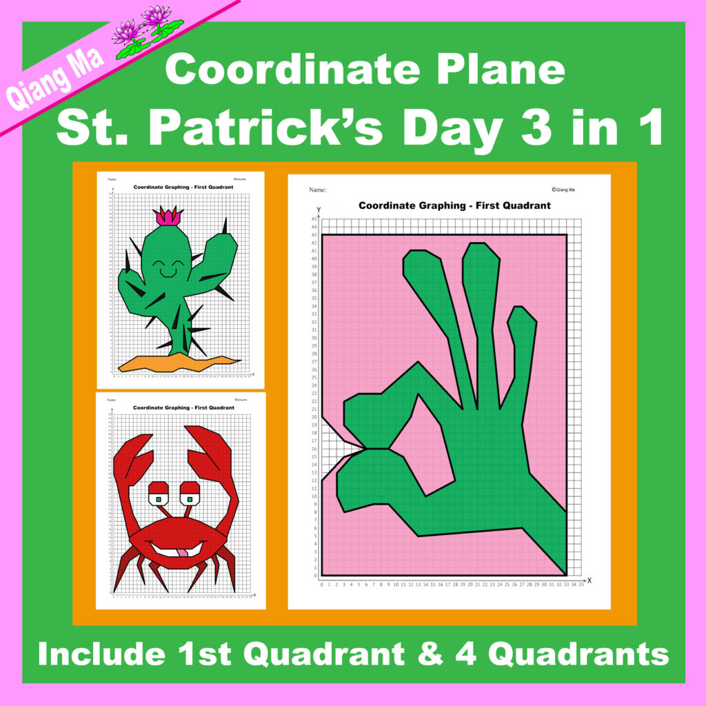 St. Patrick's Day Coordinate Plane Graphing Picture: Bundle 3 in 1 ...