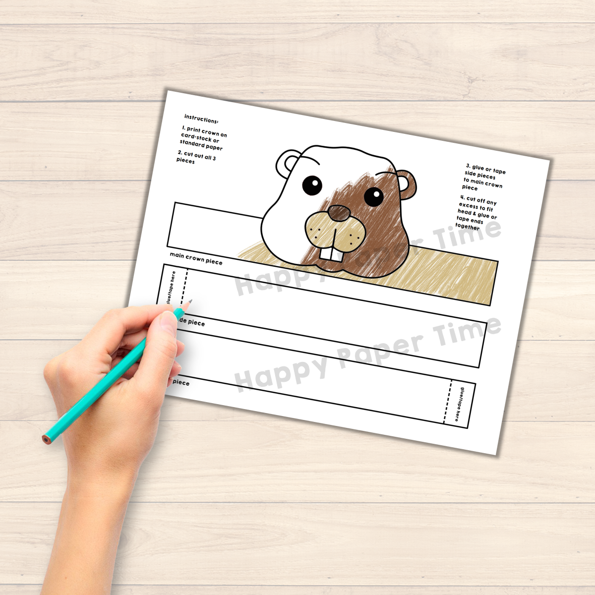 Groundhog Day Paper Crown Headband Printable Coloring Craft Activity ...