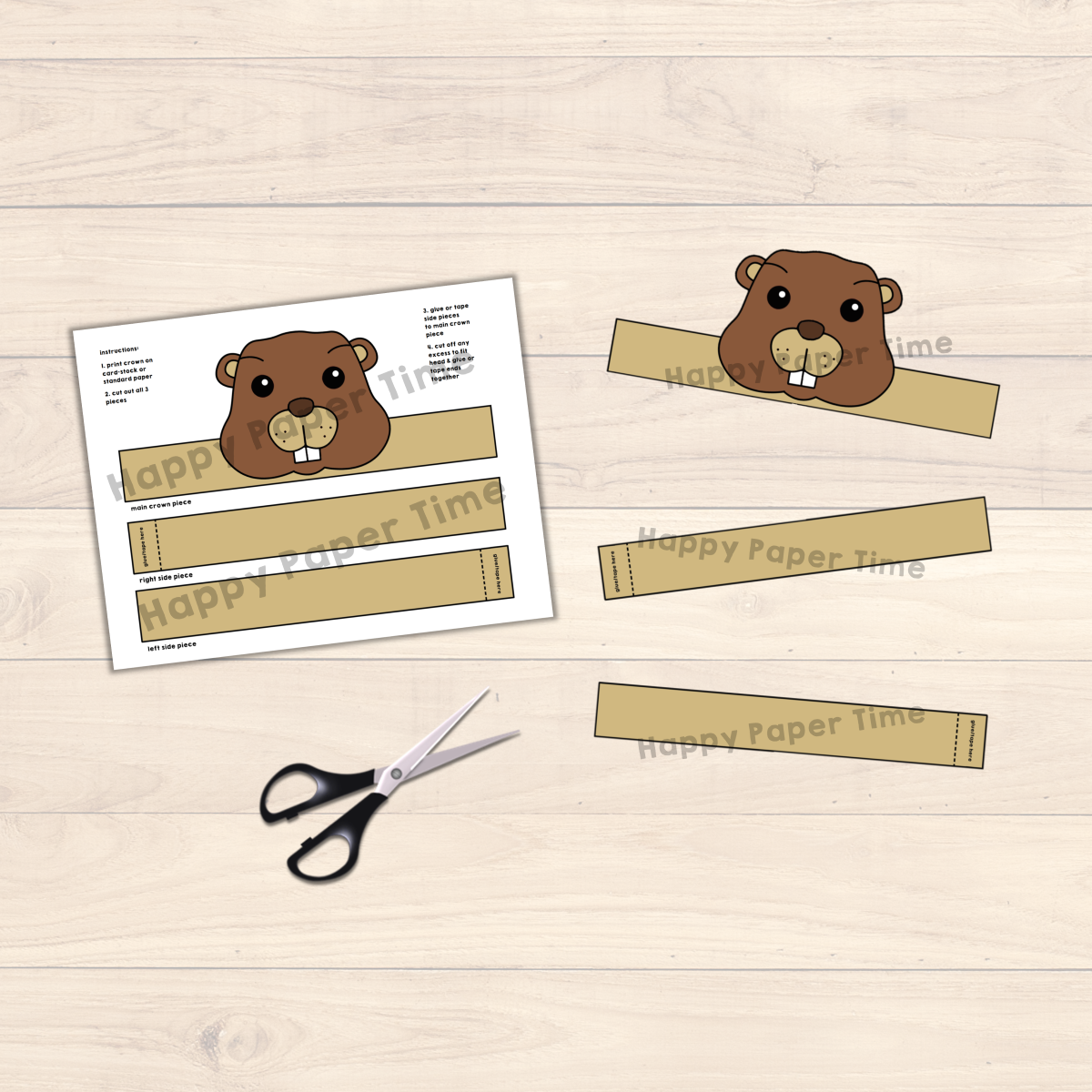 Groundhog Day Paper Crown Headband Printable Craft Activity for kids 2 ...