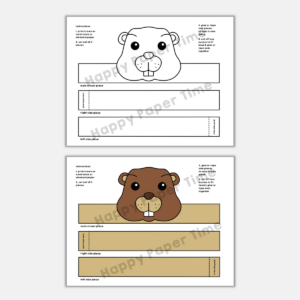Groundhog Day Paper Crowns Headband Printable Coloring Craft Activity ...