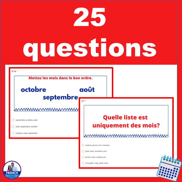 French Months Vocabulary Google Forms | Made By Teachers