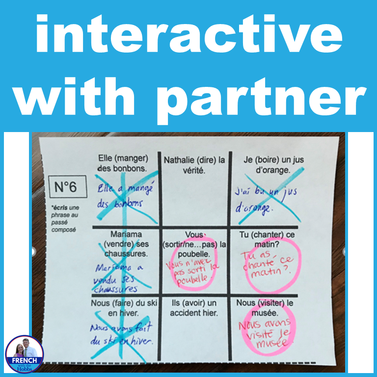 French passé composé & avoir Partner Game | Made By Teachers