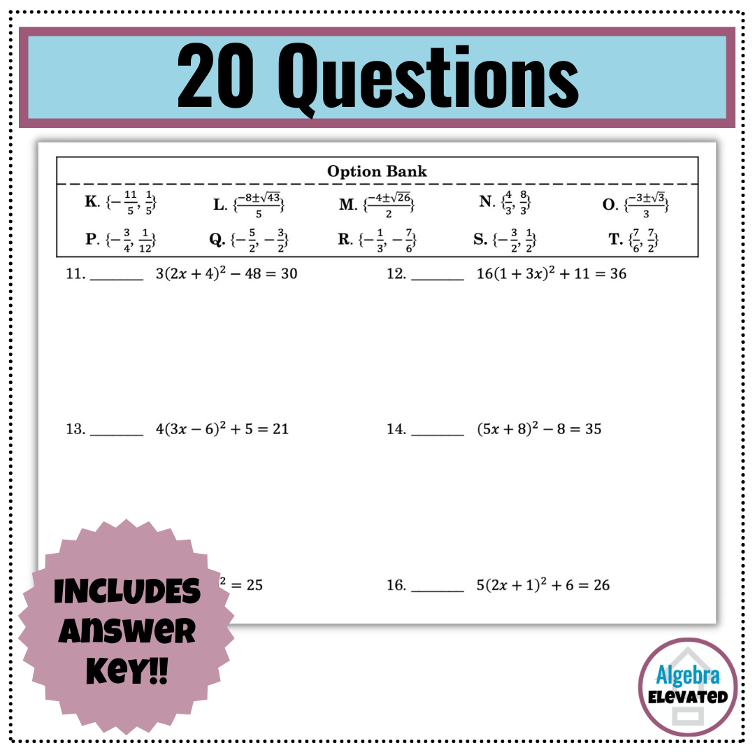 Solving Quadratics with Square Roots Level 4 | Made By Teachers Solving Quadratics with Square Roots Level 4 | Made By Teachers