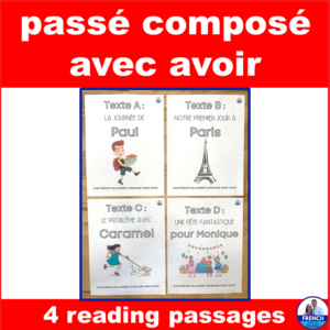 French passé composé avoir Reading Passages & Comprehension Questions ...