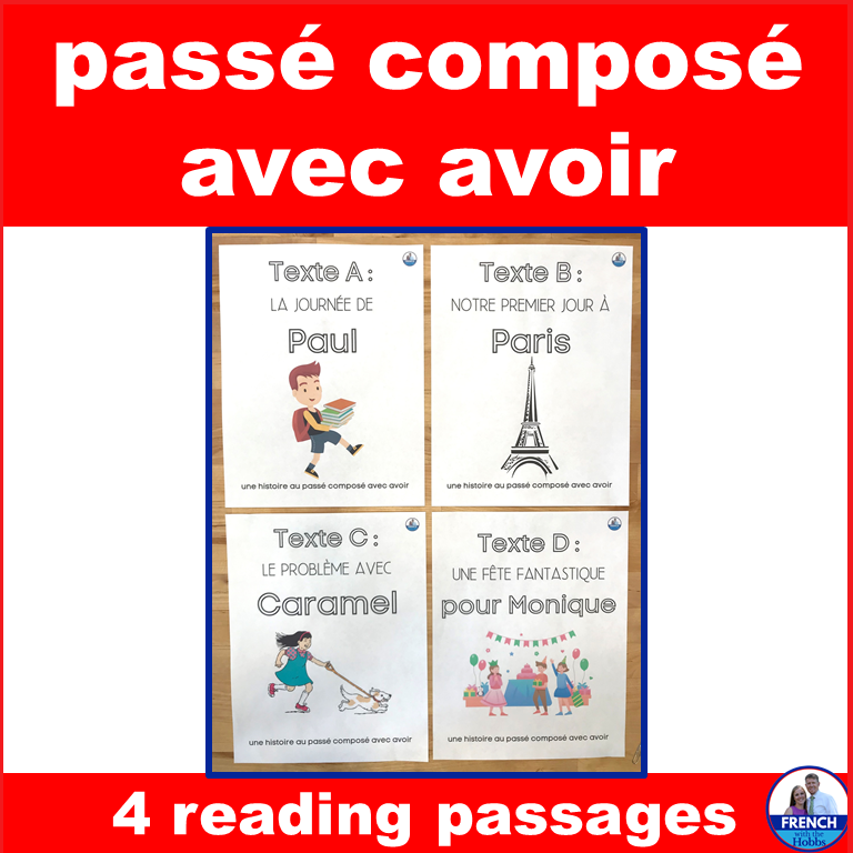 French passé composé avoir Reading Passages &amp; Comprehension Questions ...