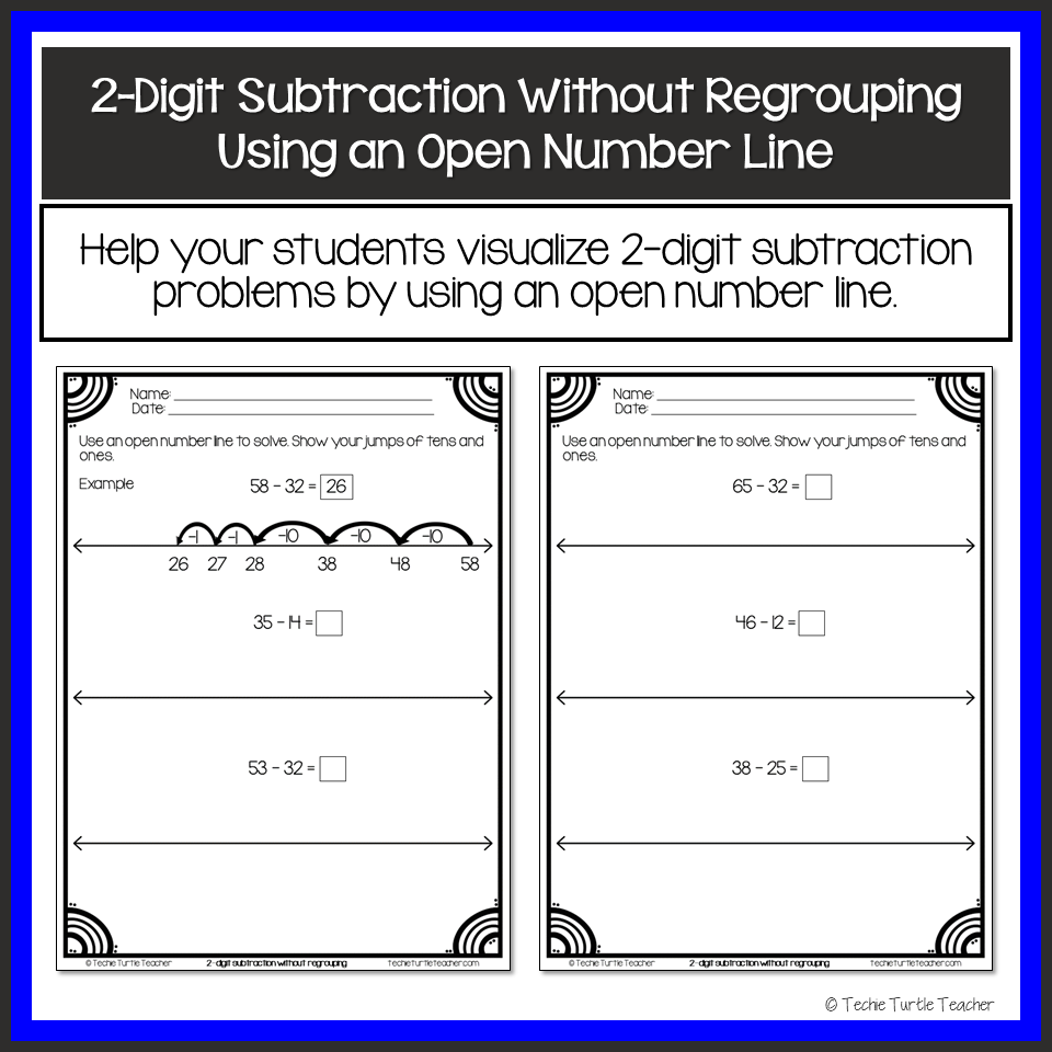 2-Digit Subtraction without Regrouping Using an Open Number Line | Made ...