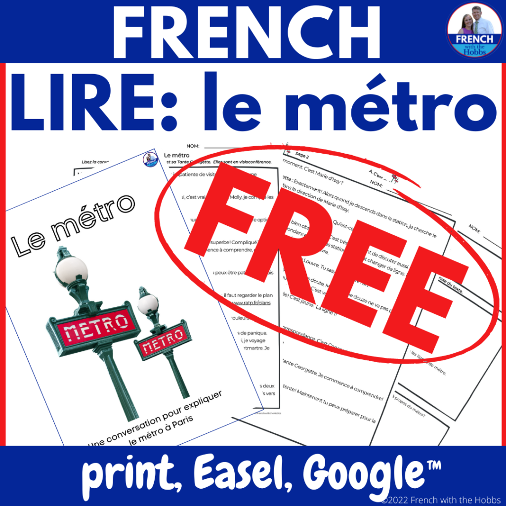 FREE Intermediate French Subway Reading Comprehension & Questions le ...