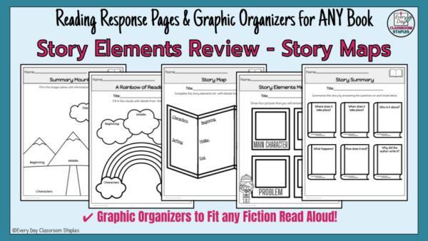 Story Elements Reading Comprehension Worksheets Graphic Organizers for ...