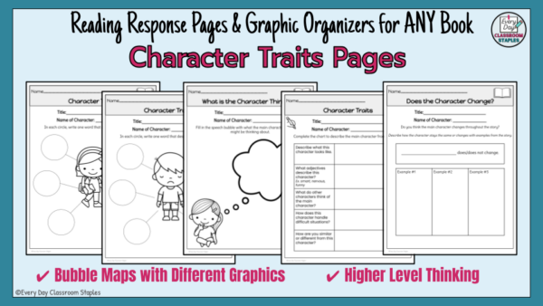 Story Elements Reading Comprehension Worksheets Graphic Organizers for ...