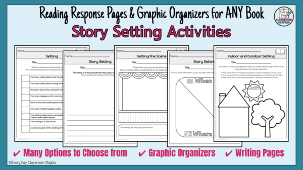 Story Elements Reading Comprehension Worksheets Graphic Organizers for ...