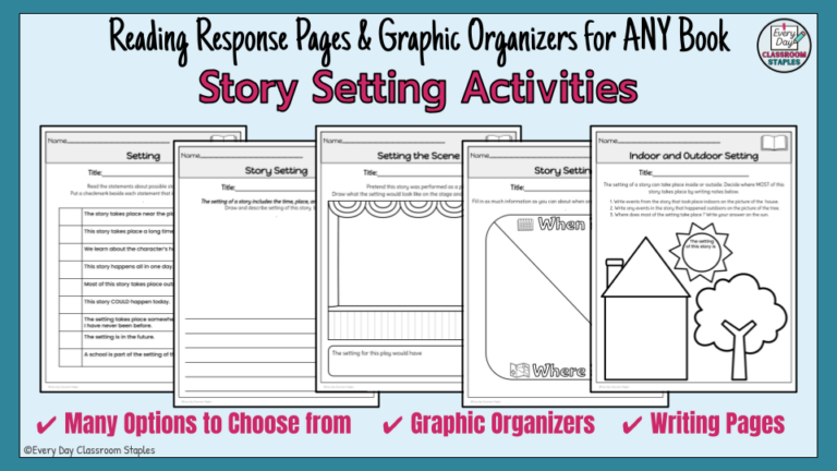 Story Elements Reading Comprehension Worksheets Graphic Organizers for ...
