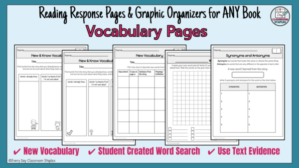Story Elements Reading Comprehension Worksheets Graphic Organizers for ...