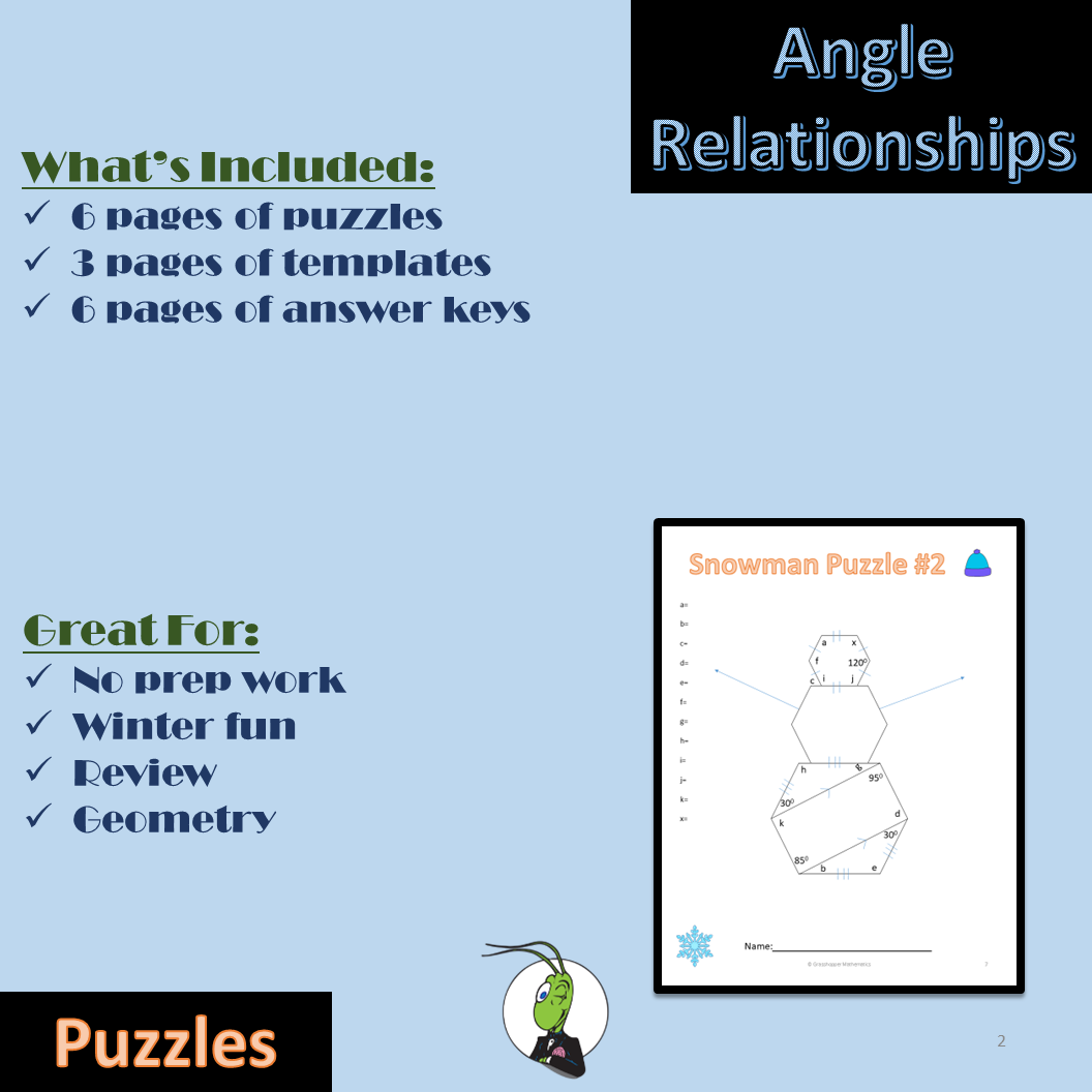 Winter Missing Angles Puzzle Geometry | Angle Relationships | Made By ...