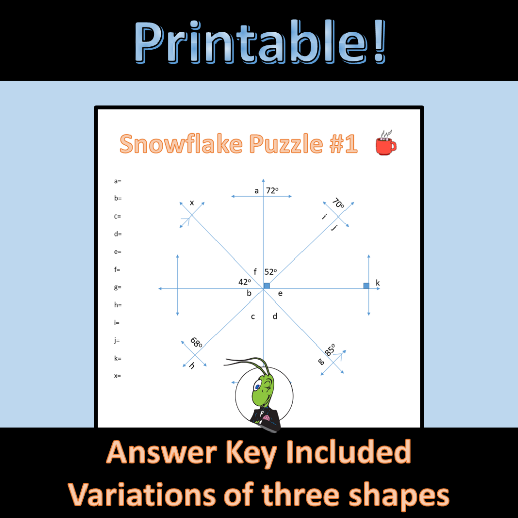Winter Missing Angles Puzzle Geometry | Angle Relationships | Made By ...