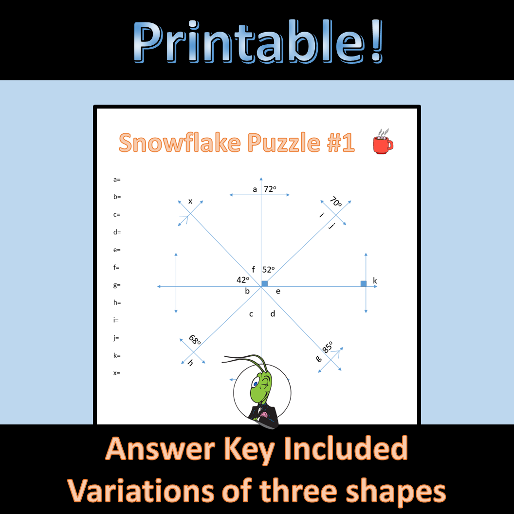 Winter Missing Angles Puzzle Geometry | Angle Relationships | Made By ...