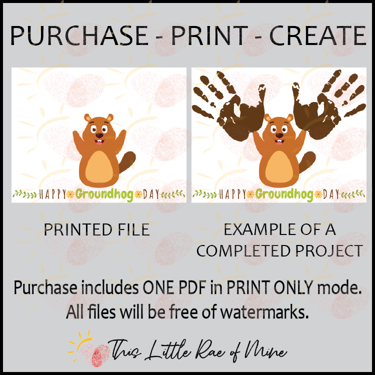 Groundhog Day - Spring - Winter - handprint Art - Printable - DIY kid ...