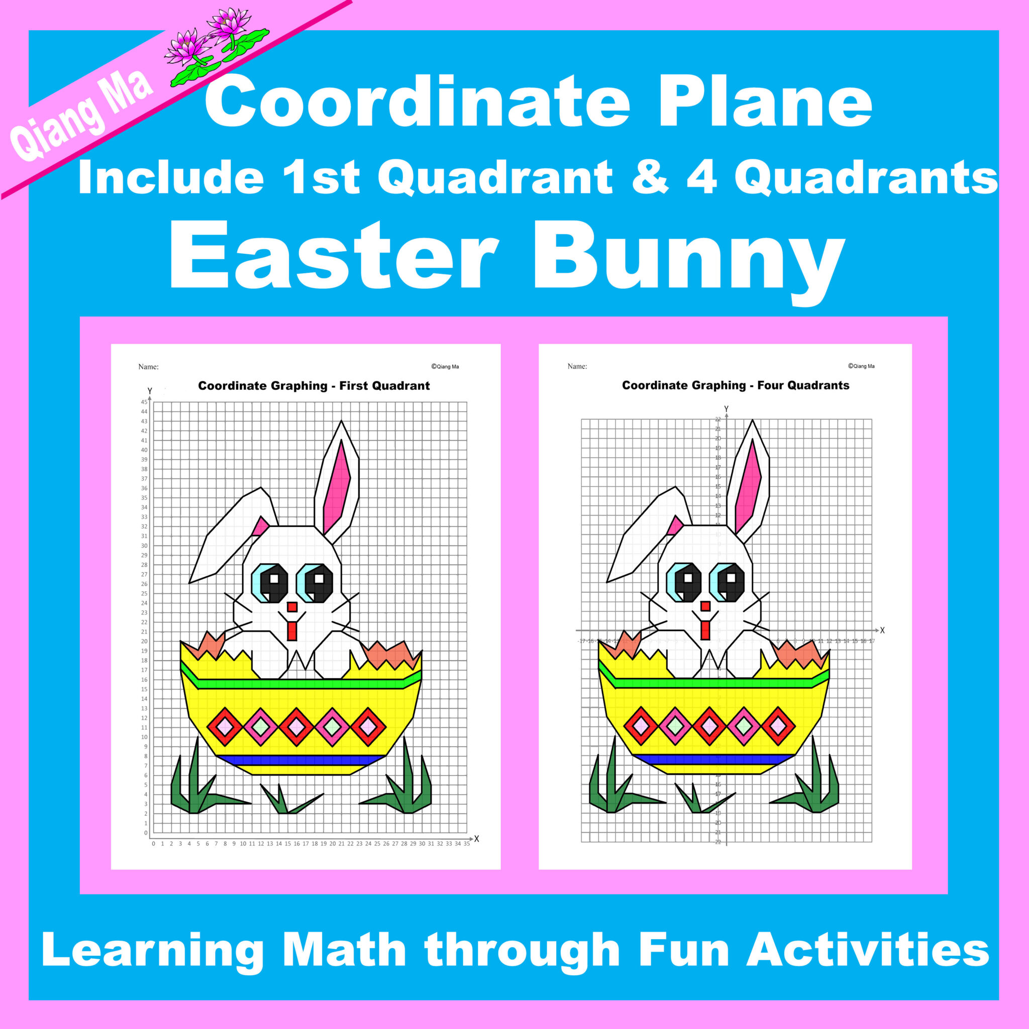 Easter Coordinate Plane Graphing Picture: Easter Bunny | Made By Teachers