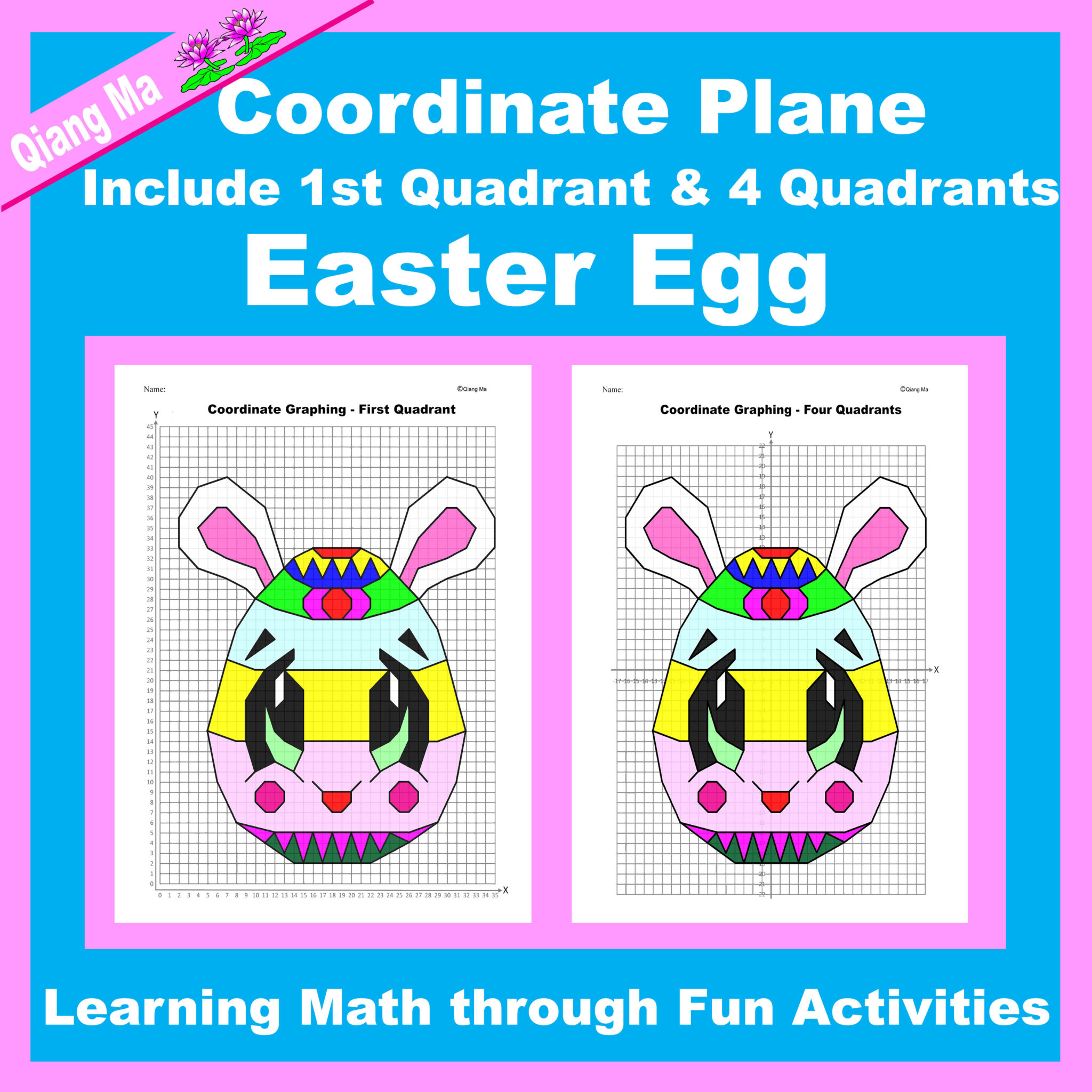 Easter Coordinate Plane Graphing Picture: Easter Egg | Made By Teachers