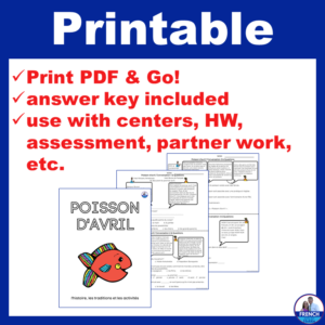 French Reading Comprehension le premier avril & poisson d'avril Print ...