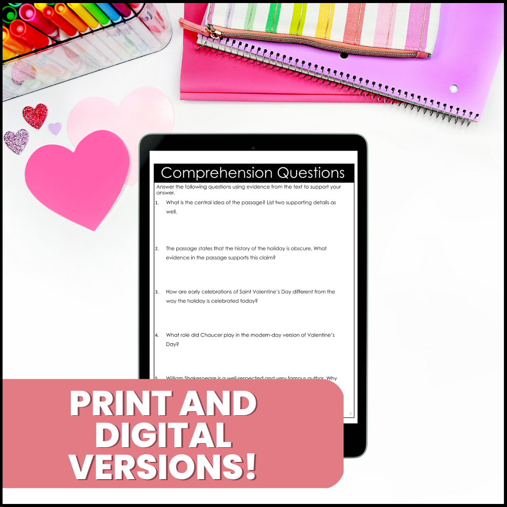 Valentine's Day Differentiated Reading Passage & Context Clues ...