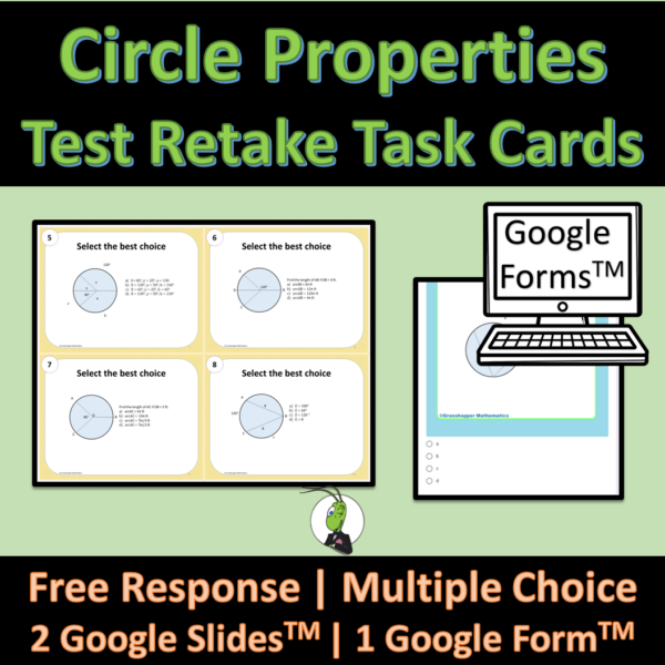 Circle Properties Reassessment Task Cards | Geometry | Google Forms and ...