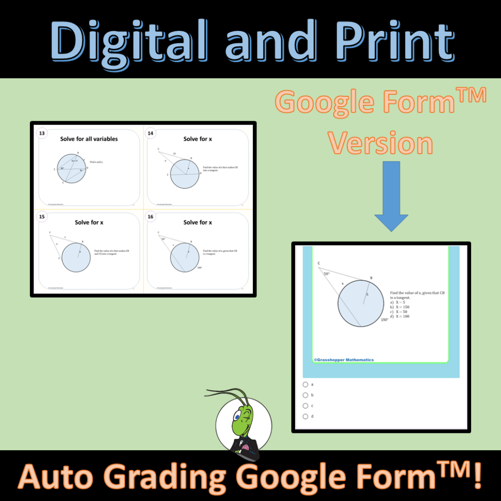 Circle Properties Reassessment Task Cards | Geometry | Google Forms and ...