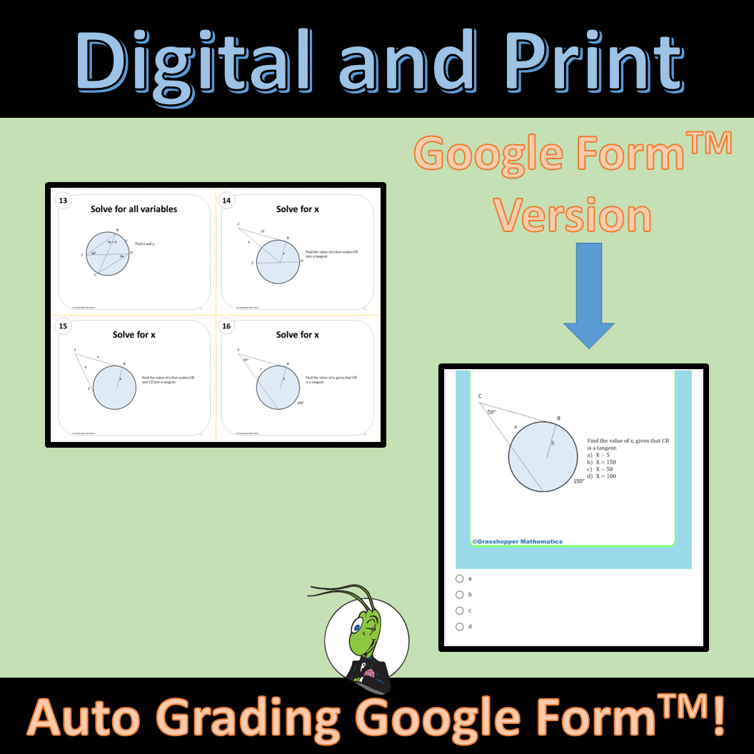 Circle Properties Reassessment Task Cards | Geometry | Google Forms and ...